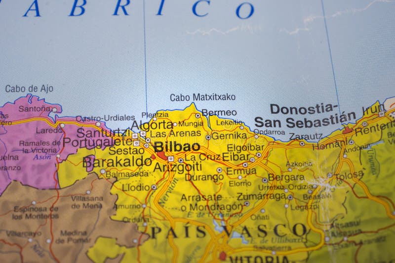 Bilbao Highlighted on a Map of Spain Stock Image - Image of outline ...