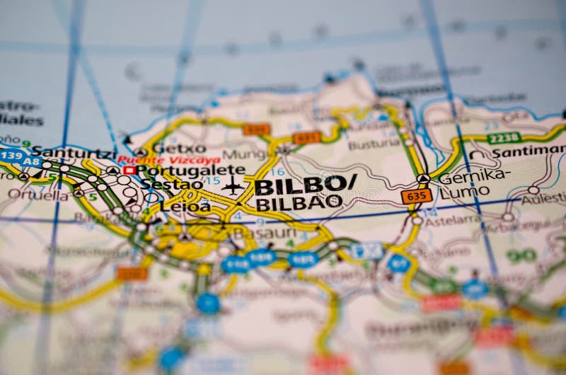 Bilbao on map stock photo. Image of represented, positioning - 97136326