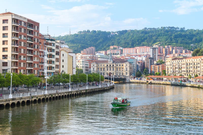 Bilbao Riverbank Views on Sunny Day Stock Image - Image of downtown ...