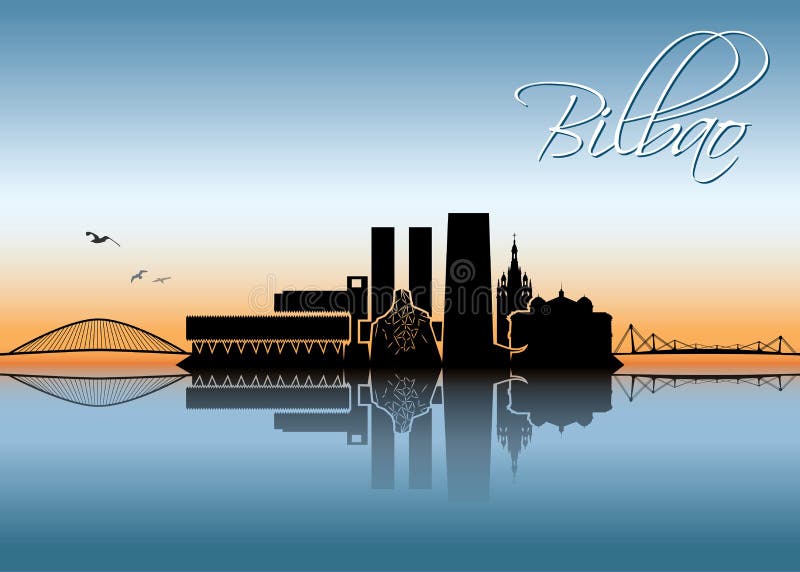 Bilbao City Architecture Silhouette. Stock Vector - Illustration of ...
