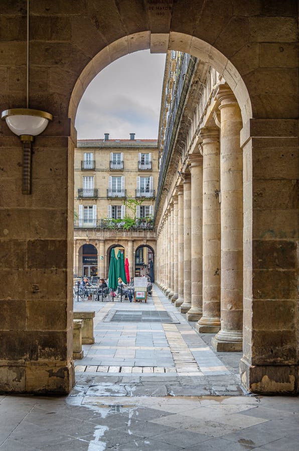 Terrace of a Bar in a Square in Bilbao, Spain Editorial Stock Image ...