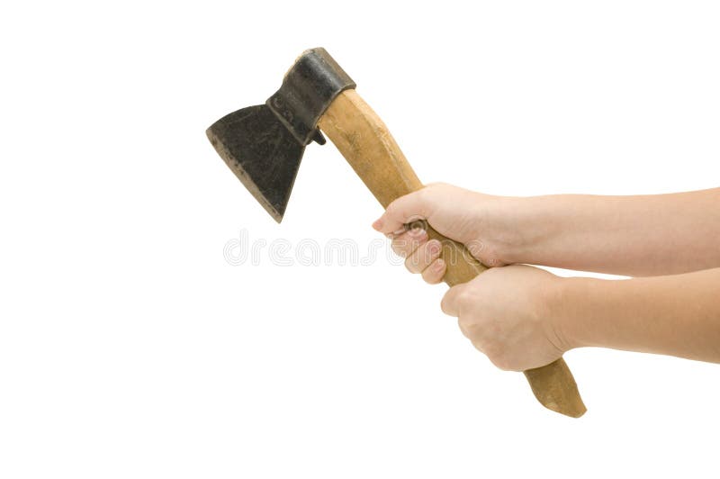 Bild Der Axt in Der Weiblichen Hand Stockbild - Bild von tischler ...