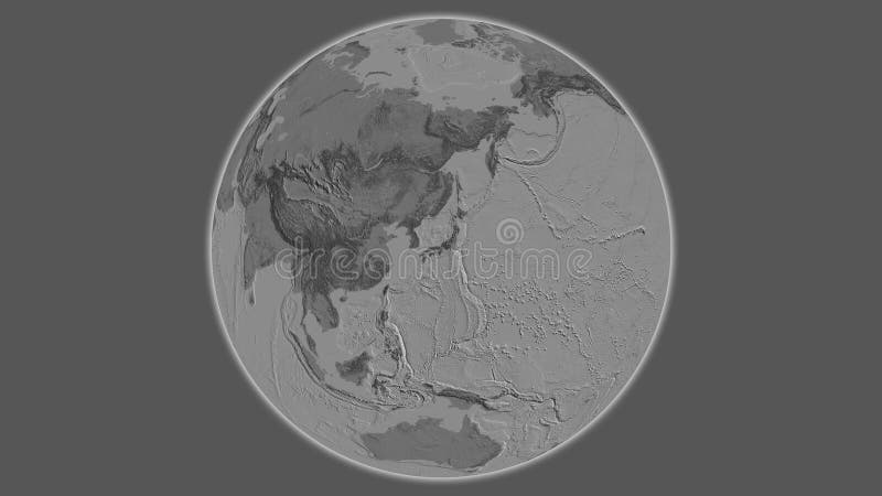 Globe Centered on Japan. Bilevel Map Stock Illustration - Illustration ...
