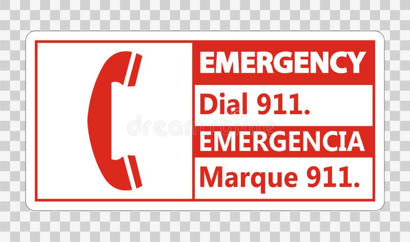 Symbol Bilingual Emergency Dial 911 Sign on Transparent Background ...