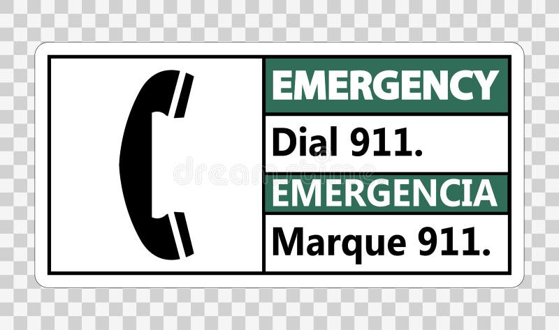 Symbol Bilingual Emergency Dial 911 Sign on Transparent Background ...