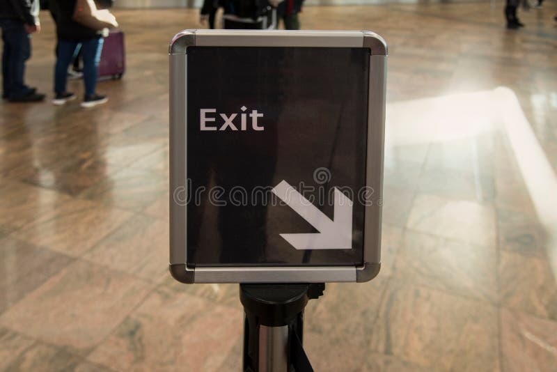 Exit sign at airport. stock image. Image of aviation - 32322601
