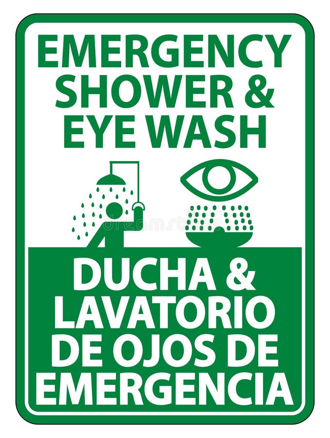 Emergency Shower,Eye Wash Symbol Sign Isolate on White Background ...