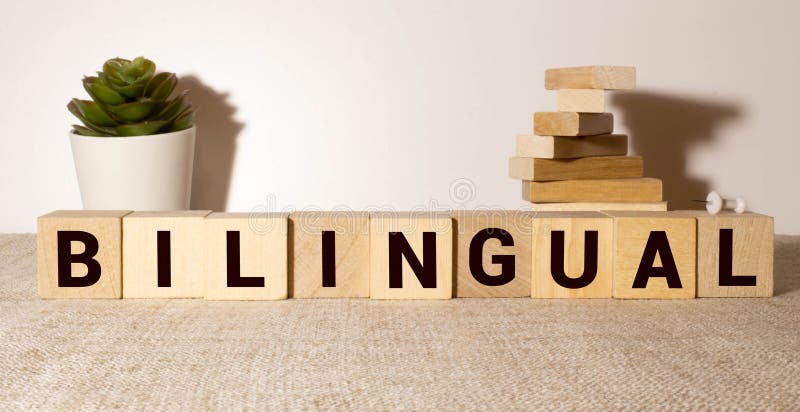 Bilingual. Textbooks, Stationery and a Wooden Stamp on the Table. Stock ...