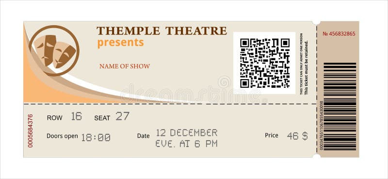 En Biljett Till Teatern, En Filmbiljett, En Biljett Till Cirkusen Stock ...