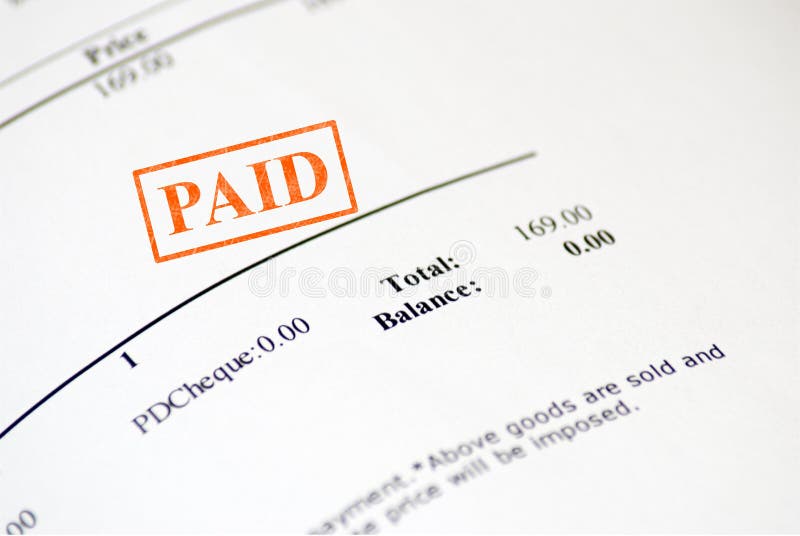 Invoices and Bills with Paid Stamp Stock Image - Image of invoice ...