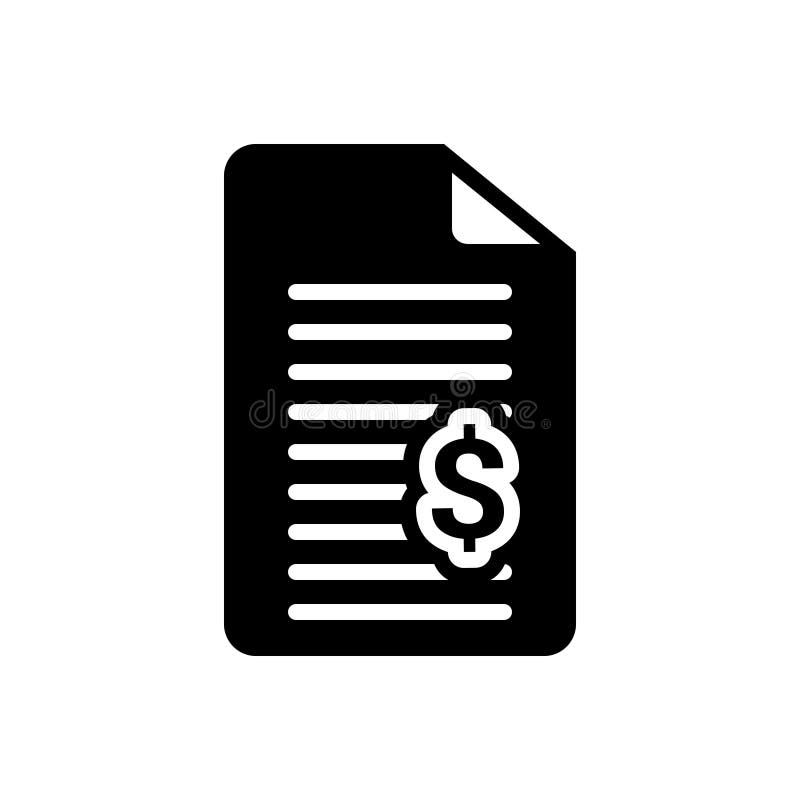 Black Solid Icon for Bill, Invoice and Receipt Stock Vector ...