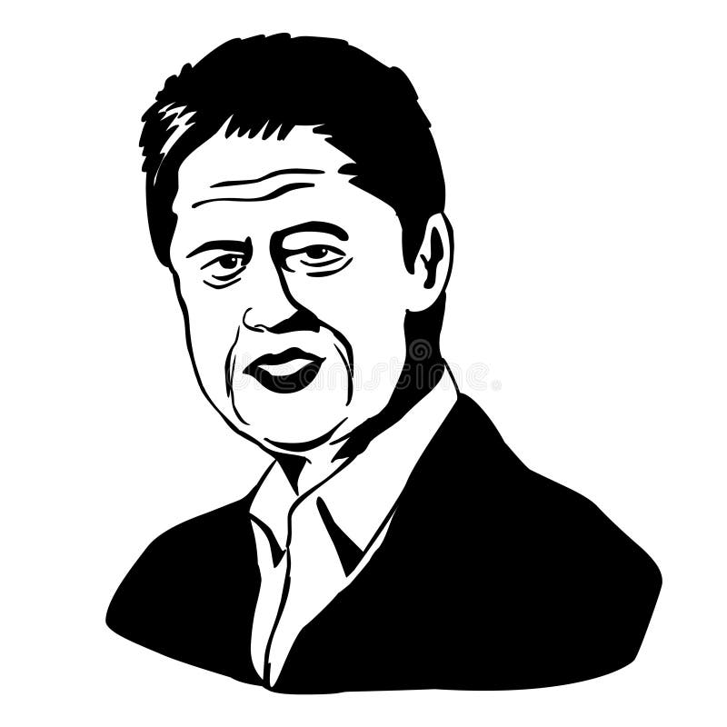 Bill Clinton.Vector Illustration.Black and White Drawing Editorial ...