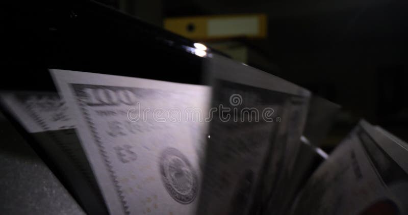 Bill Counter Processing Dollar Bills in Dark Bank Premise Stock Video - Video of cashier ...
