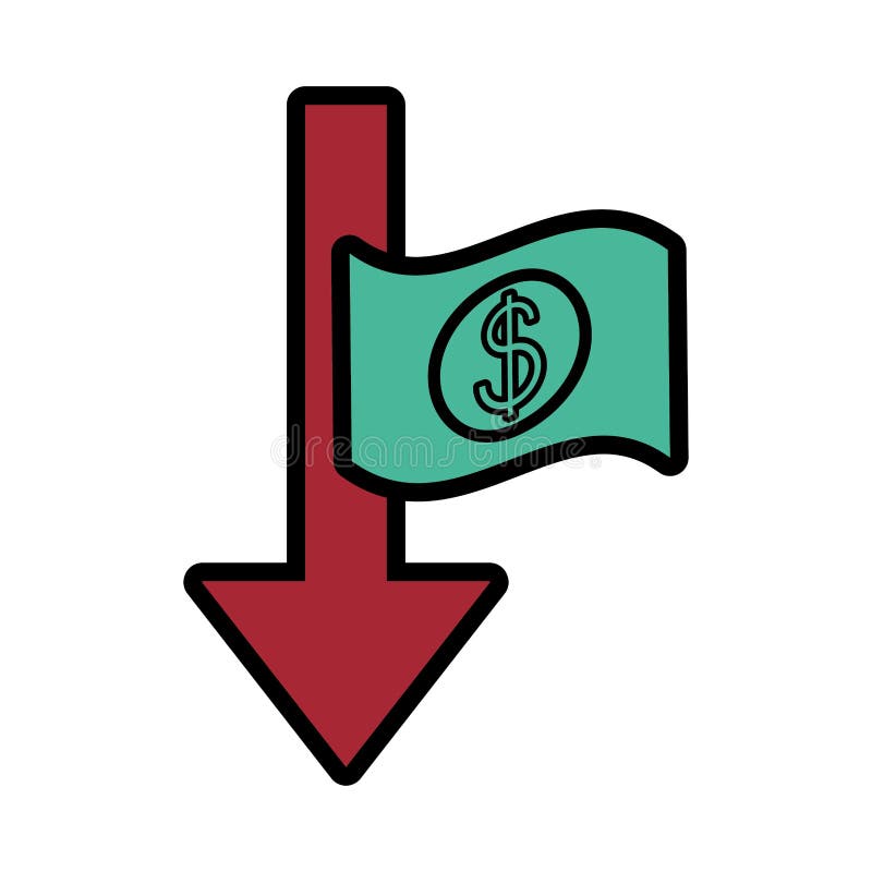 Bill Dollar Money with Arrow Down Stock Vector - Illustration of ...