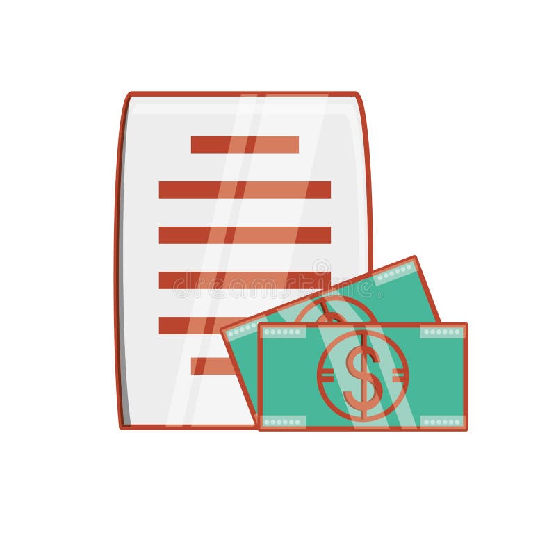 Bill Dollar Money with Document Paper Stock Vector - Illustration of ...