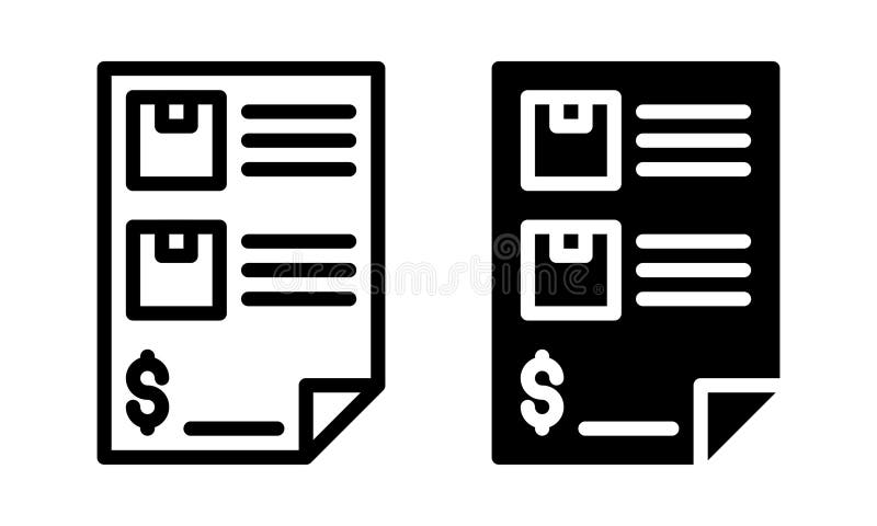 Bill Icon with Outline and Glyph Style. Stock Vector - Illustration of ...