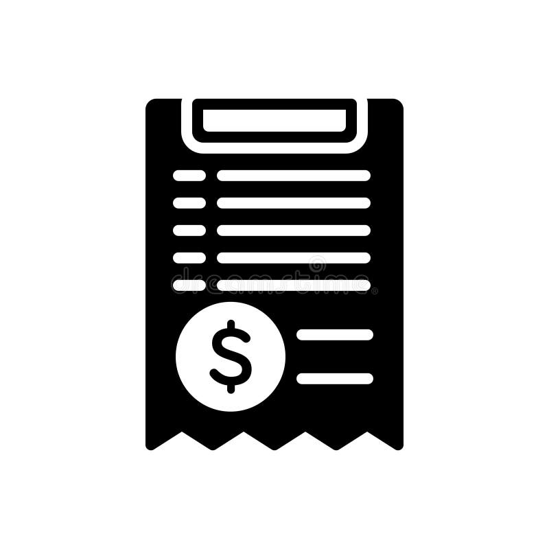 Black Solid Icon for Bill, Paper and Receipt Stock Vector ...