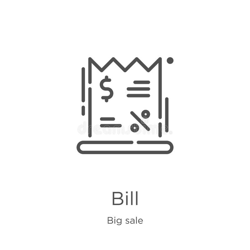 Bill Icon Vector from Big Sale Collection. Thin Line Bill Outline Icon ...