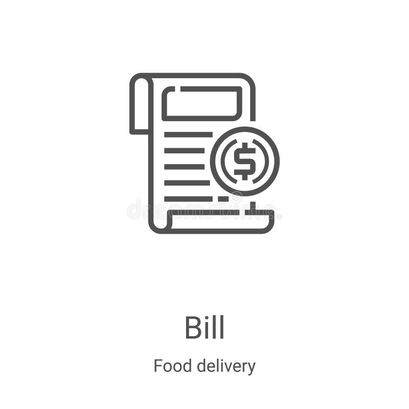 Bill Icon Vector from Food Delivery Collection. Thin Line Bill Outline ...