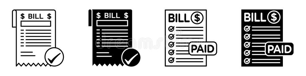 Bill paid icon vector stock vector. Illustration of paper - 347973208