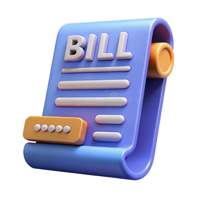 Bill Paper 3D Icon Invoice and Receipt Symbol Stock Illustration ...
