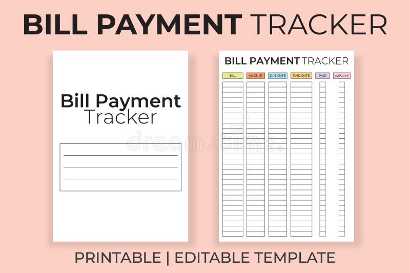 Bill Payment Tracker Printable and Editable Template Stock Illustration ...