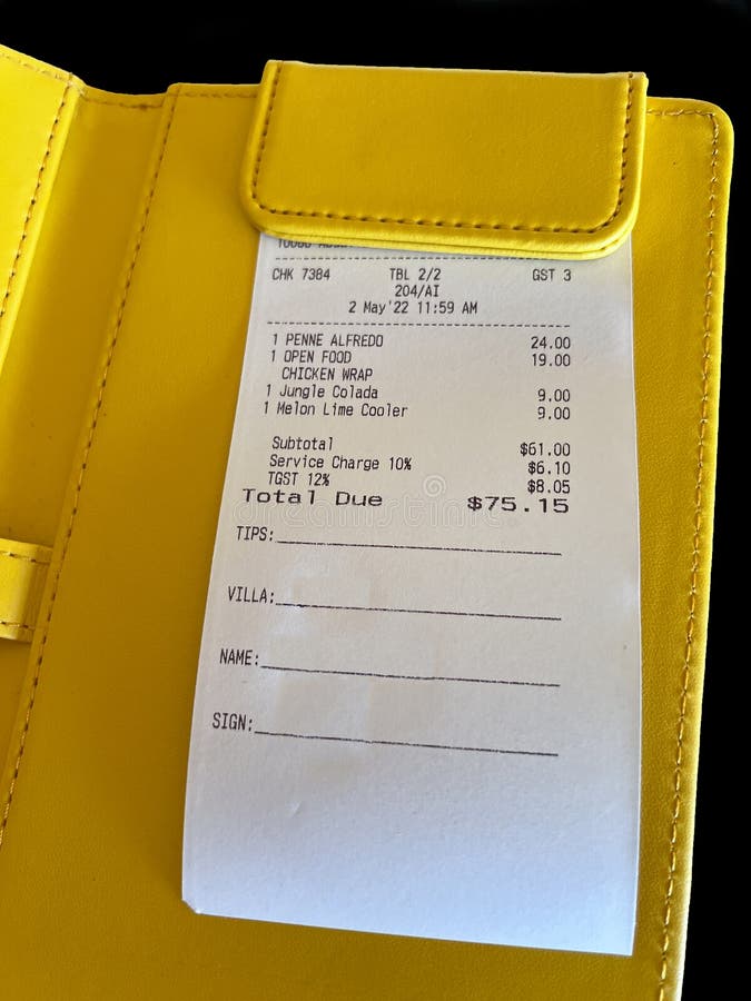 Bill presented in a holder stock image. Image of debt - 255878121