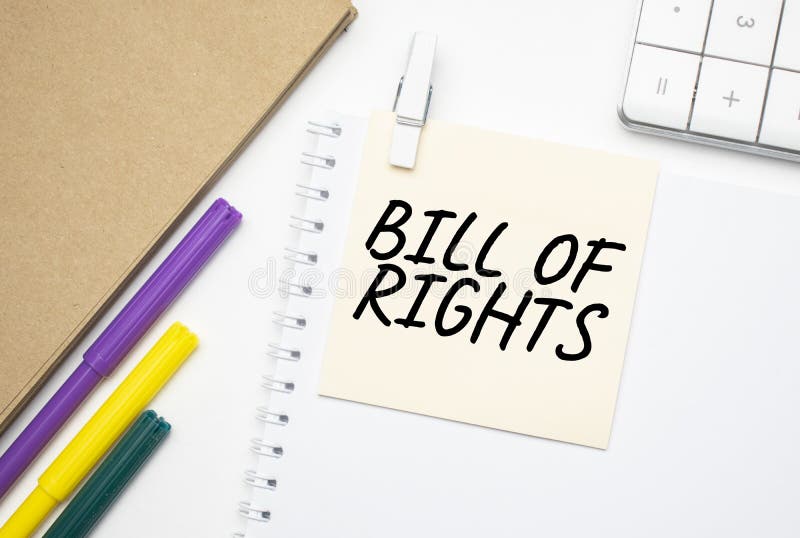 BILL of RIGHTS Sign on Sheet of Paper on the Red Notepad with Pen Stock ...