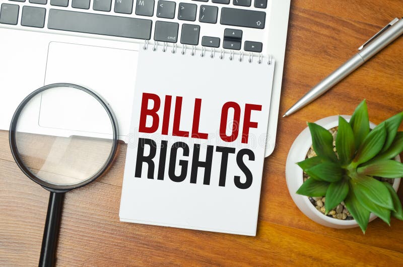 BILL of RIGHTS Text on Green Sticker on Light Table Stock Image - Image ...