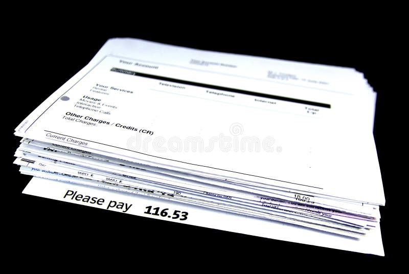 Stack of Bills and Statements Stock Image - Image of amount, forms ...