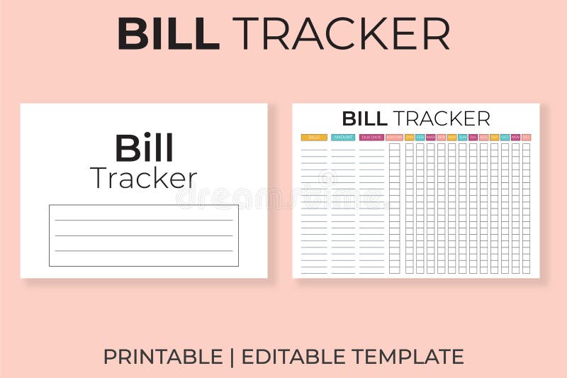 Bill Tracker Printable and Editable Template Stock Illustration ...