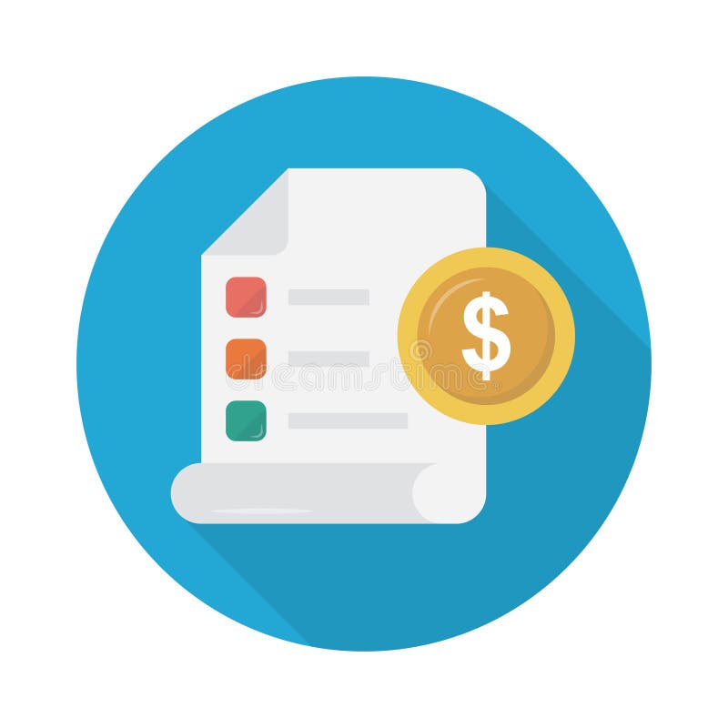 Bill Vector Flat Color Icon Stock Illustration - Illustration of refund ...
