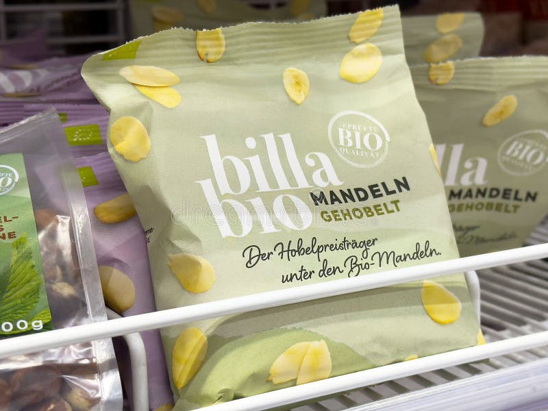 Billa Bio Sliced Almonds Packaging on Supermarket Shelf Editorial Stock ...