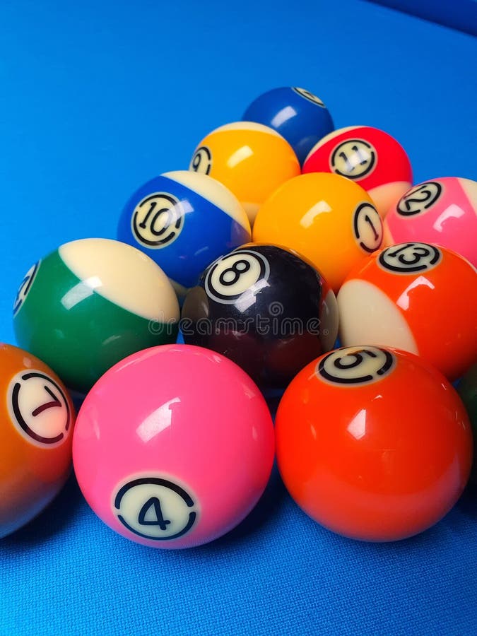 Billard Balls on the Blue Carpet Stock Photo - Image of ball, ballgame ...
