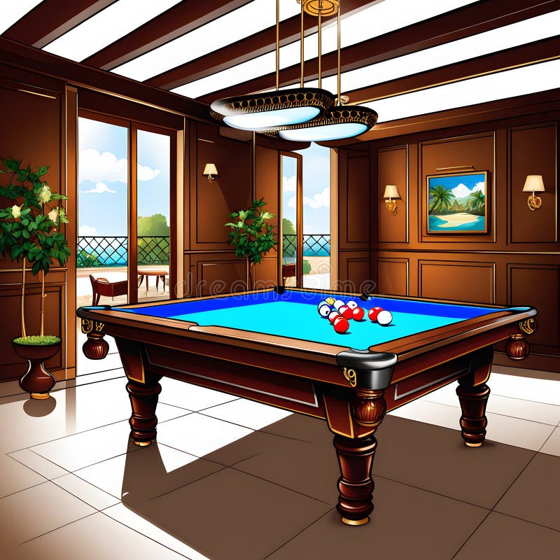 Billard game, AI-generatet stock illustration. Illustration of stable ...