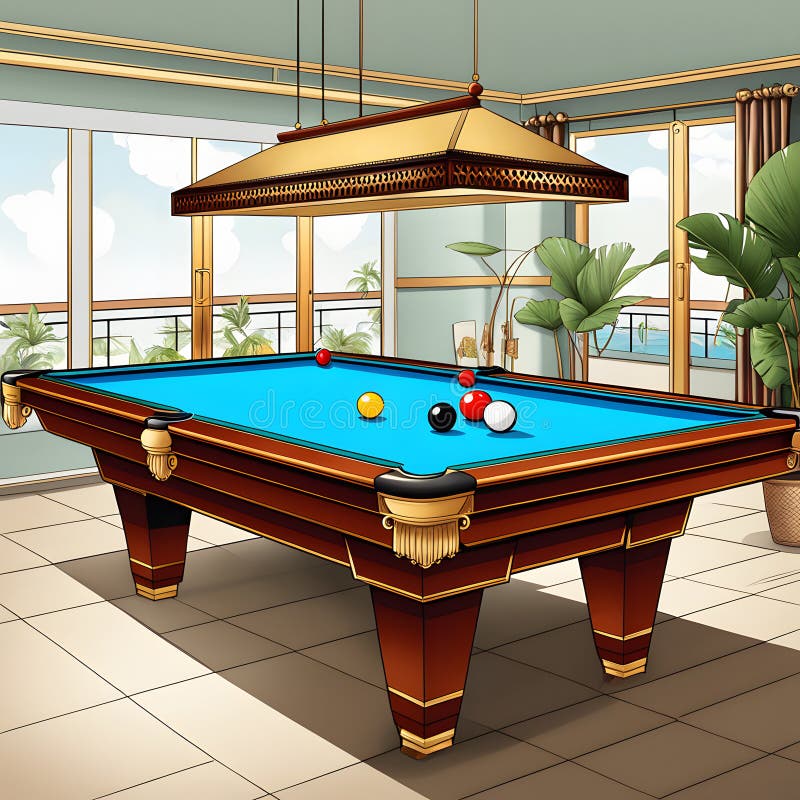 Billard game, AI-generatet stock illustration. Illustration of colored ...