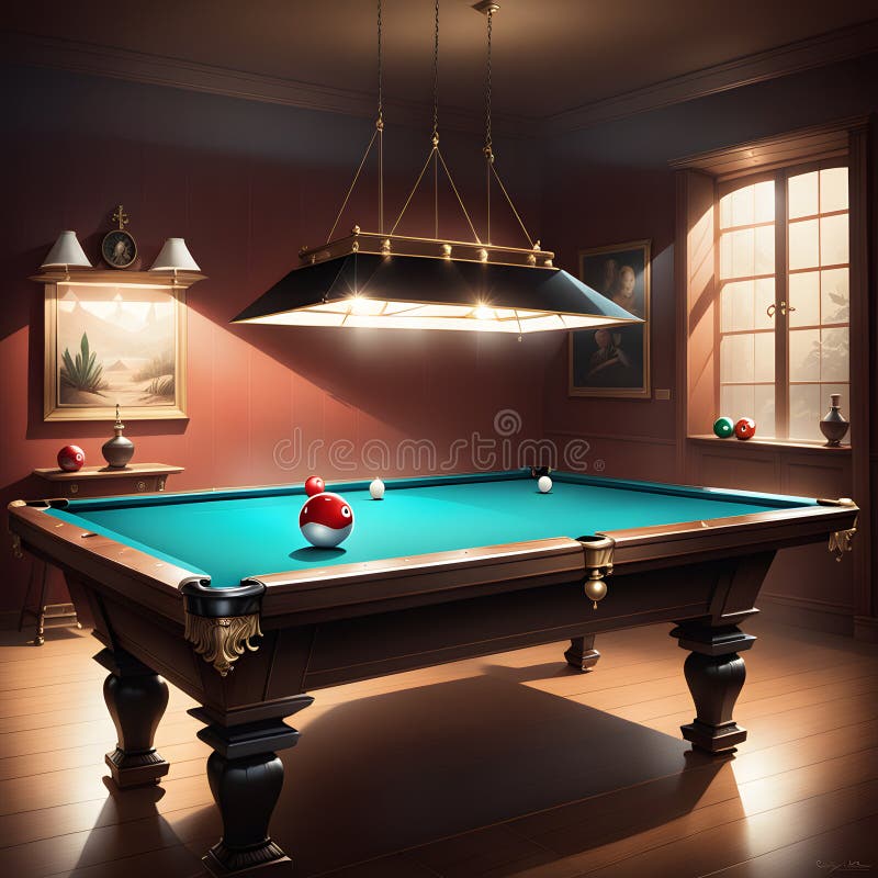 Billard game, AI-generatet stock illustration. Illustration of clack ...
