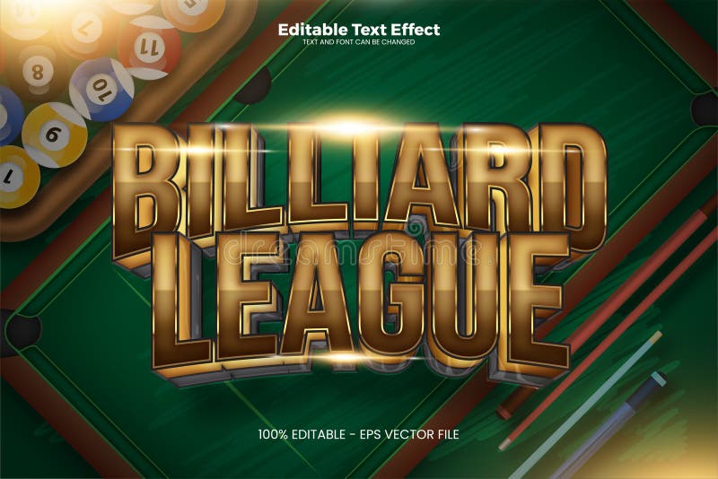 Billard League Editable Text Effect in Modern Trend Style Stock Vector ...