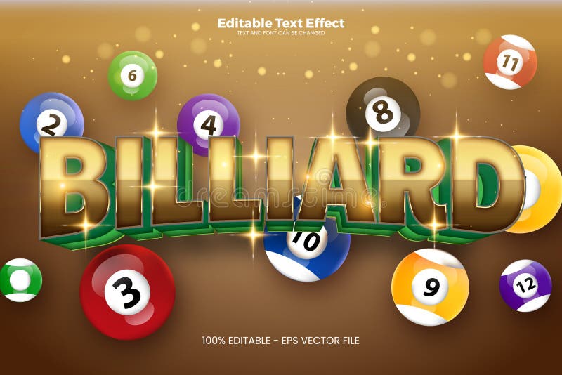 Billard Open Editable Text Effect in Modern Trend Style Stock Vector - Illustration of billiards ...
