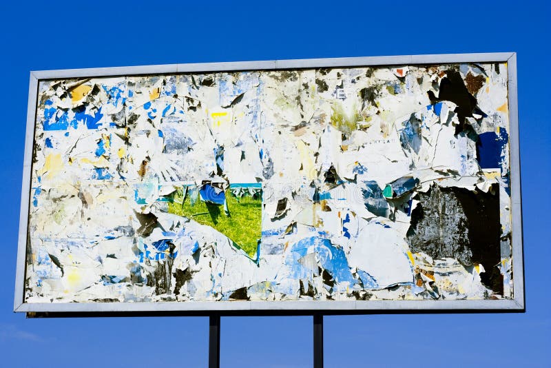 Billboard with Old Torn Posters Stock Image - Image of canvas, retro ...