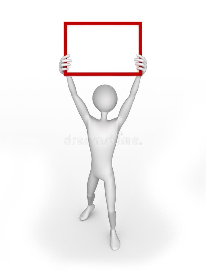 3d Man Holding a Sign stock illustration. Illustration of computer ...