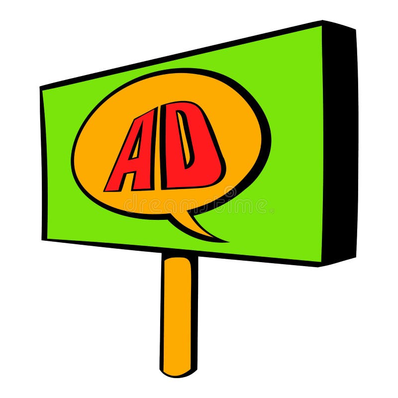Billboard for Advertising Icon Cartoon Stock Vector - Illustration of ...