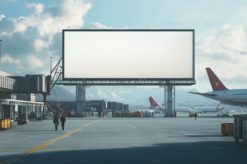 Billboard at Airport with Blank Advertising Space Stock Illustration ...