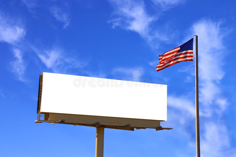 Billboard and American Flag Stock Image - Image of advert, bill: 2596561
