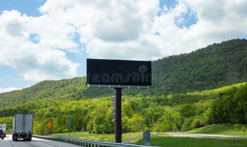Billboard Blank on a Highway for Advertisement, Spring Sunny Day Stock ...