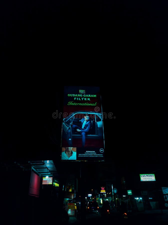 Billboard Board View at Night Editorial Stock Photo - Image of ...