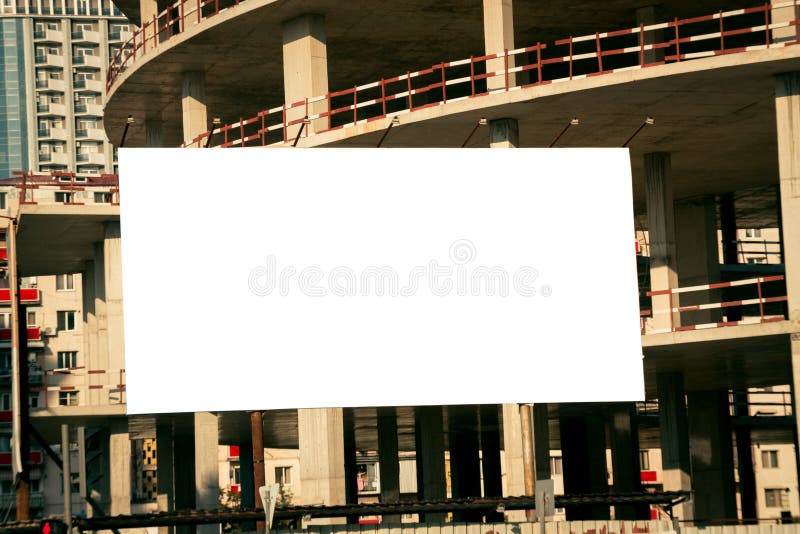 Billboard Closeup in Building Site Stock Photo - Image of commercial ...