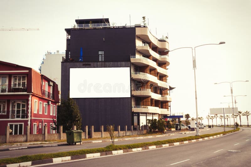 Billboard Closeup in Building Site Stock Image - Image of batumi, blank ...