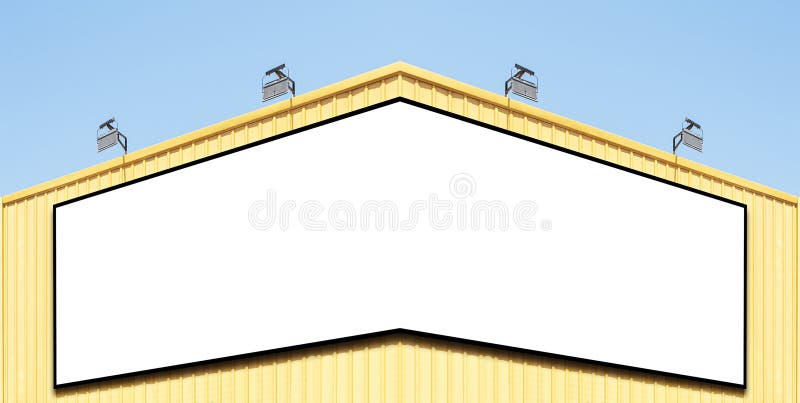 Billboard Corner on Yellow Building with Spot Light Stock Photo - Image ...