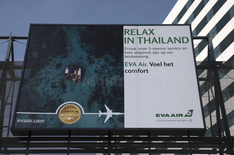 Billboard Eva Air at Schiphol Airport the Netherlands 29-8-2024 ...